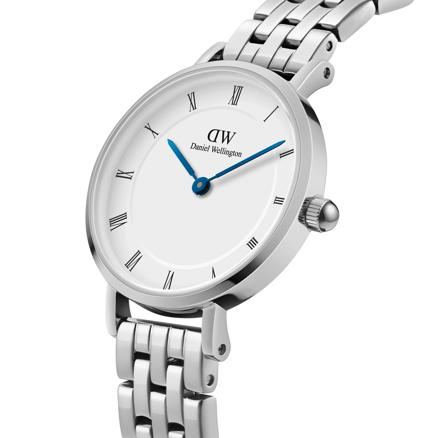 Petite Roman Numerals 5-Link Silver | DW Petite Roman Numerals 5-Link Silver | DW